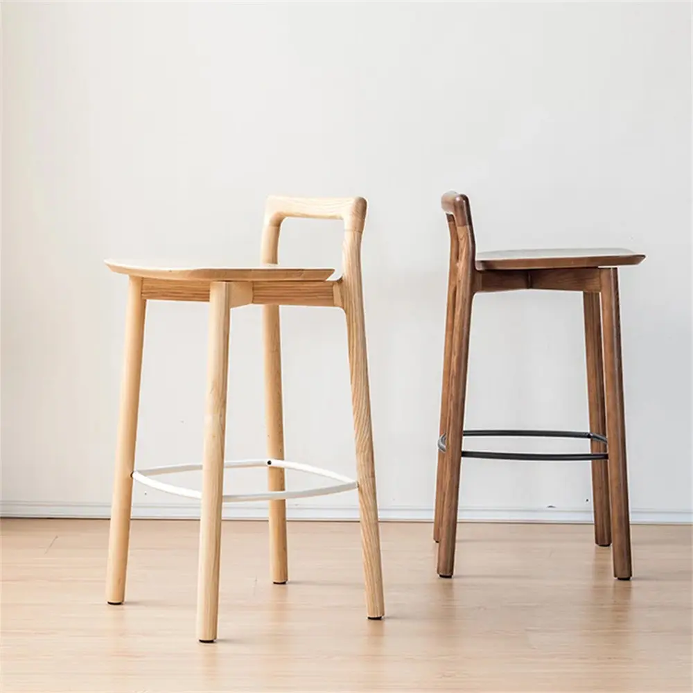 Decoout Modern Low Back Counter Height Bar Stool Solid Ash Wood Frame ...