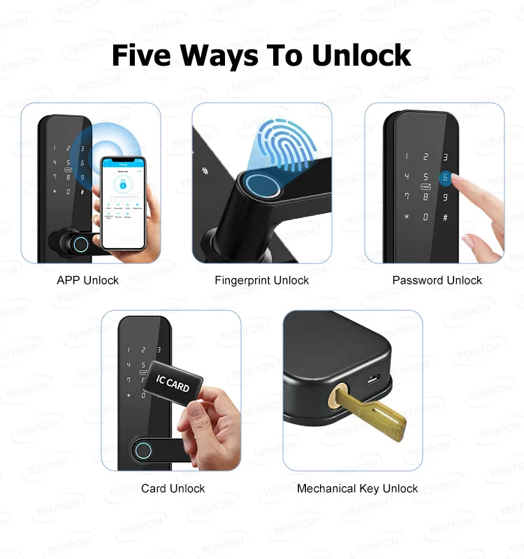 Tediton Smart TTlock App WiFi Intelligent Digital Smart Door Lock With Fingerprint| Alibaba.com