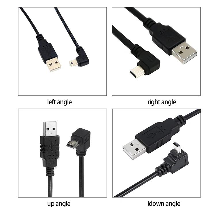 Kabel Data Charger USB ke Mini B 5 Pin Bentuk L 90 Derajat Atas Bawah ...