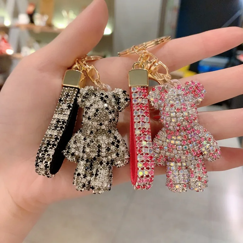 Cute Rhinestone Bear Keychain Bling Luxury Bears Keychain Wholesale Bag ...