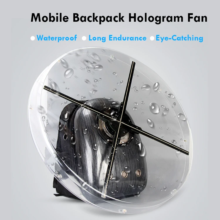 Backpack 50cm Advertising Holographic LED Display 3D Hologram Fan Outdoor
