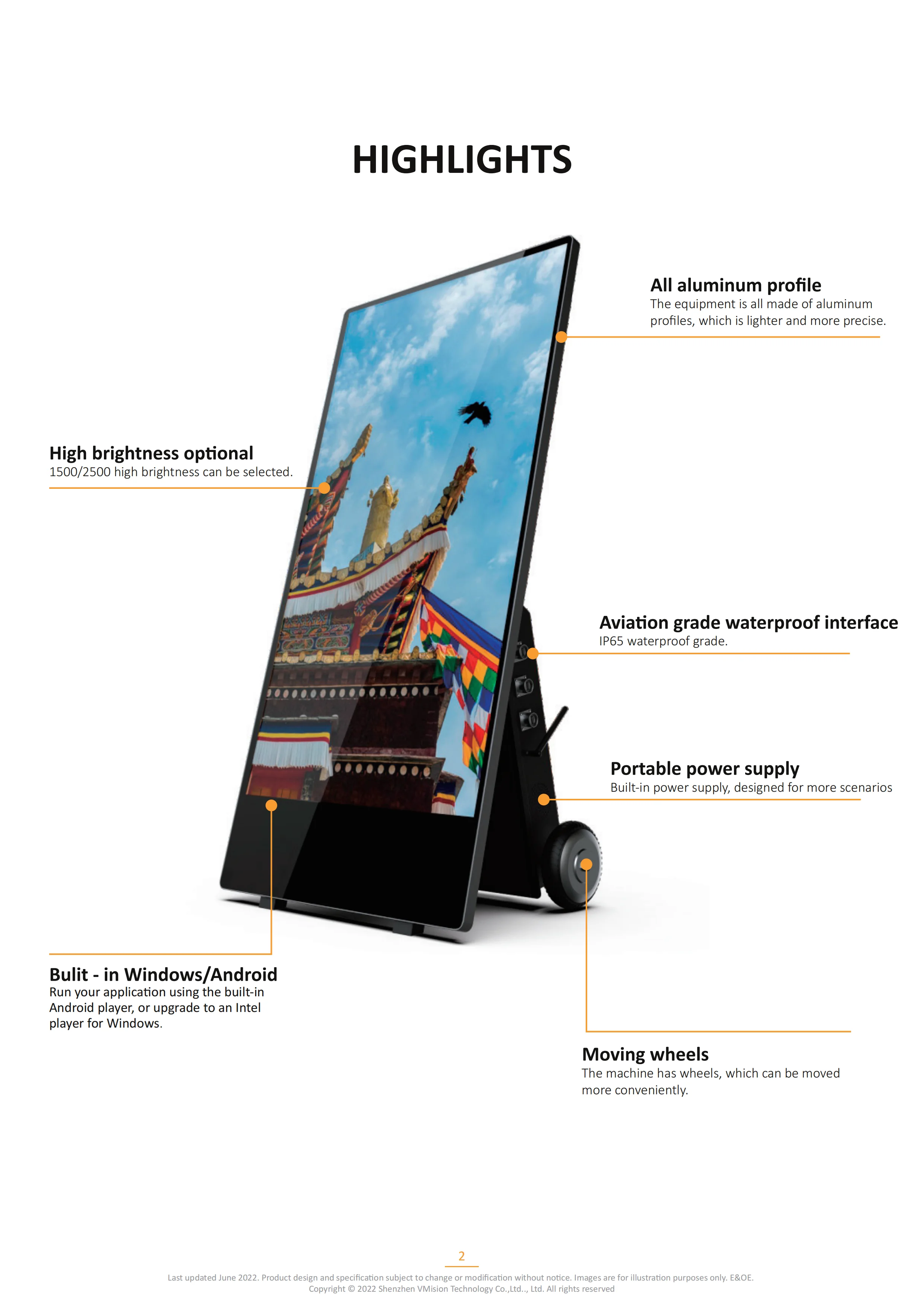 Movable Battery Powered Digital Poster Outdoor Advertising Monitor Lcd ...