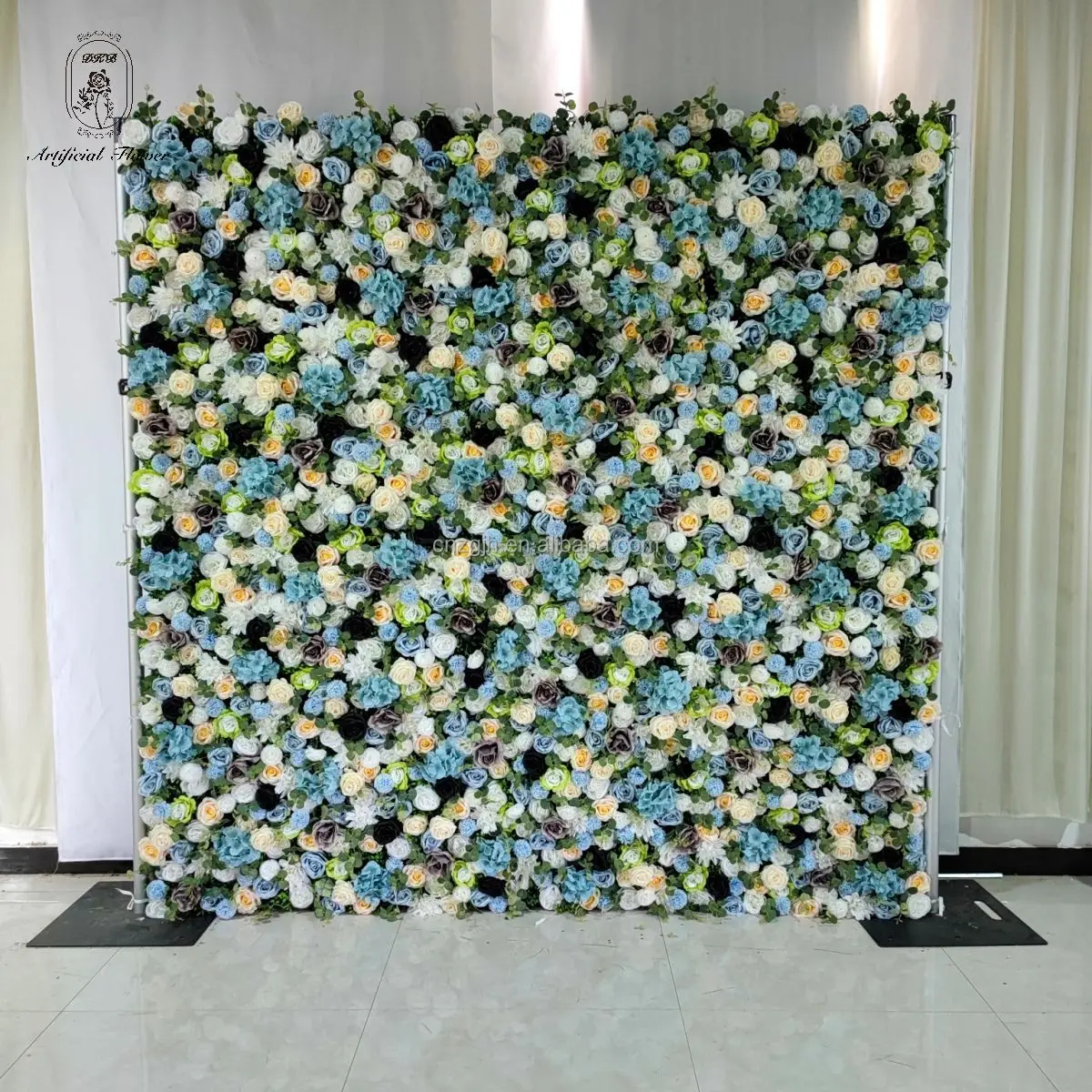 5d Silk Flower Wall Rolled up Blue and White Artificial Hig Quality ...