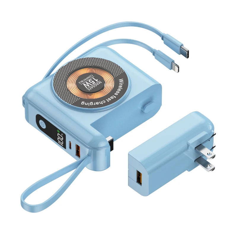 10000mah portable bulilt-with cables power bank magnetic super fast ...