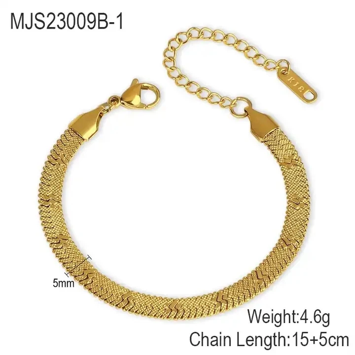 Custom 14k 18k Gold Plated Stainless Steel Minimalist Women Jewelry 3mm 4mm 5mm Flat Herringbone ...