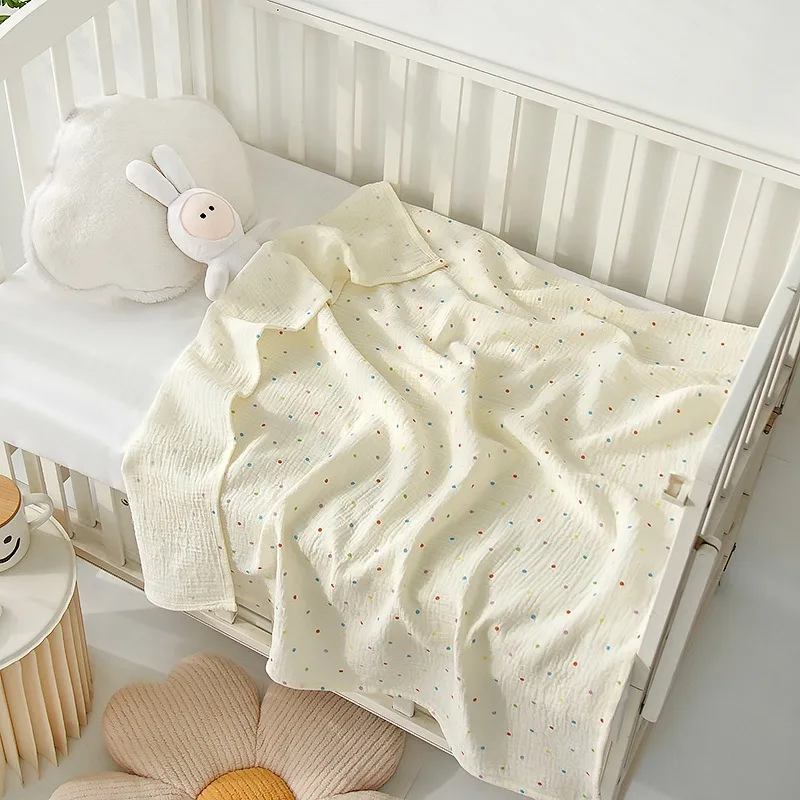 Baby Double-layer Crepe Cloth Bag Single Swaddle Cloth Cartoon Cotton ...