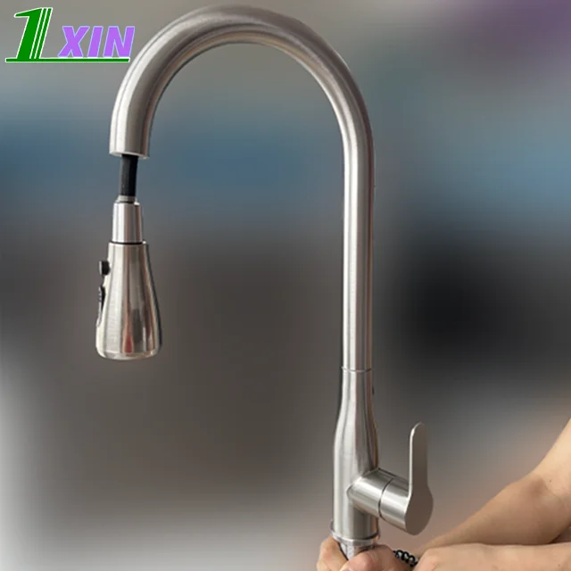 Sus304 Stainless Steel Pull Down 360 Rotation Water Tap Single Handle ...