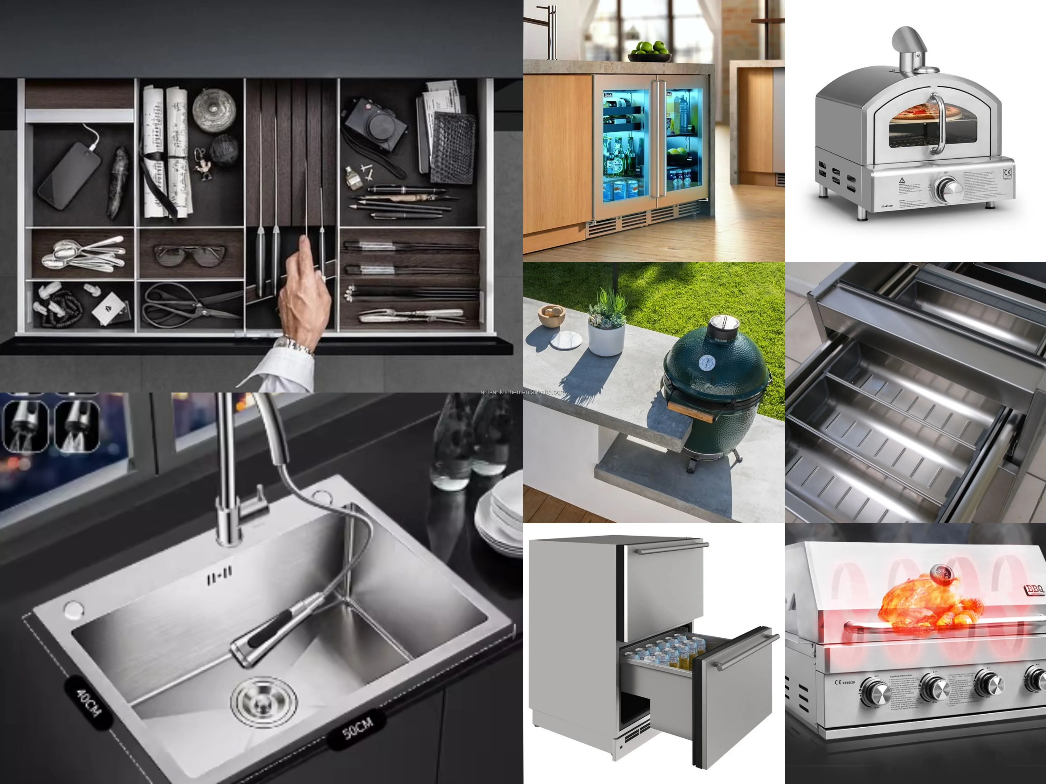 Artisan Customized Pergola Bbq Outdoor Kitchen Polished Concrete ...