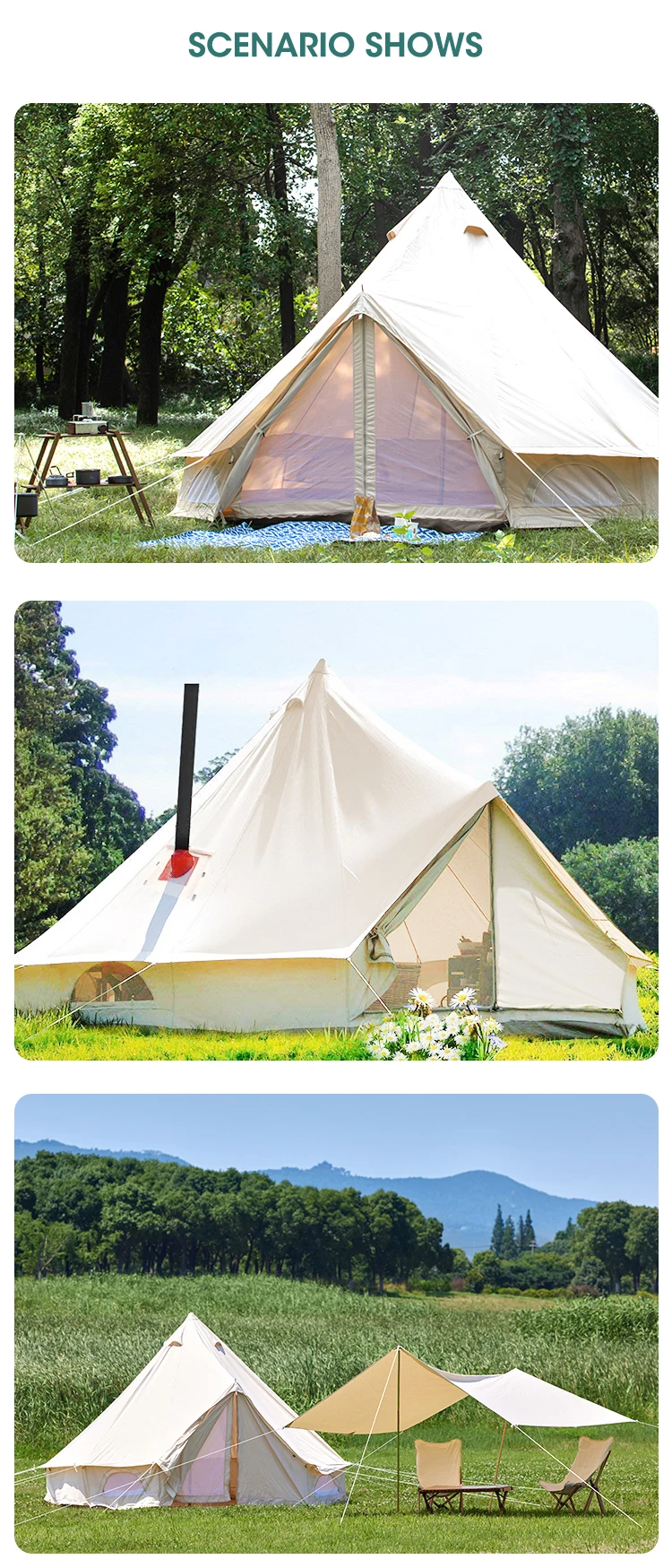 Luxury Two Door Outdoor Glamping Camp Luxury Large Stove Cotton Canvas ...