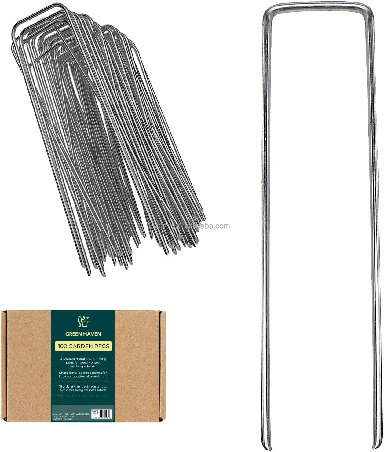 Garden Landscape Galvanized Metal Steel U Shape Ground Nail Sod Peg Pin ...