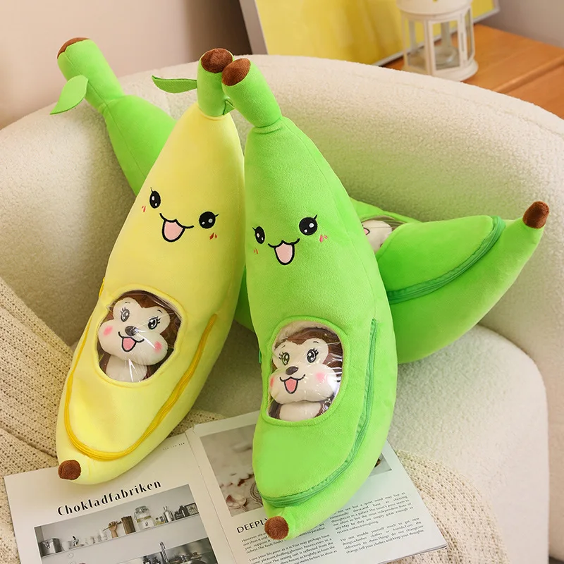 Cartoon Stuffed Animal Banana Monkey Pillow Plush Toy Funny Monkey Doll ...