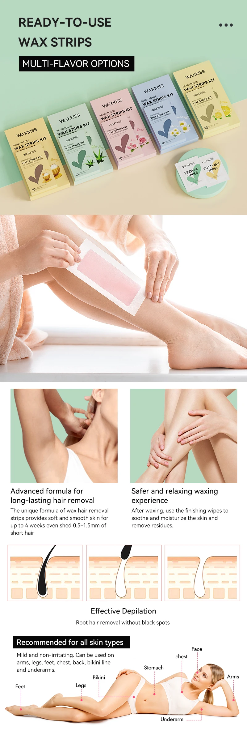 OEM Private Label Organic Cold Soft Wax Strip Depilatory