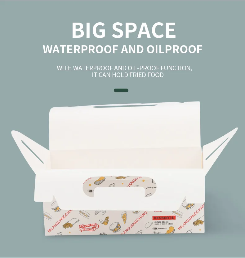 Customizable White Paper Boxes with Handles for Food