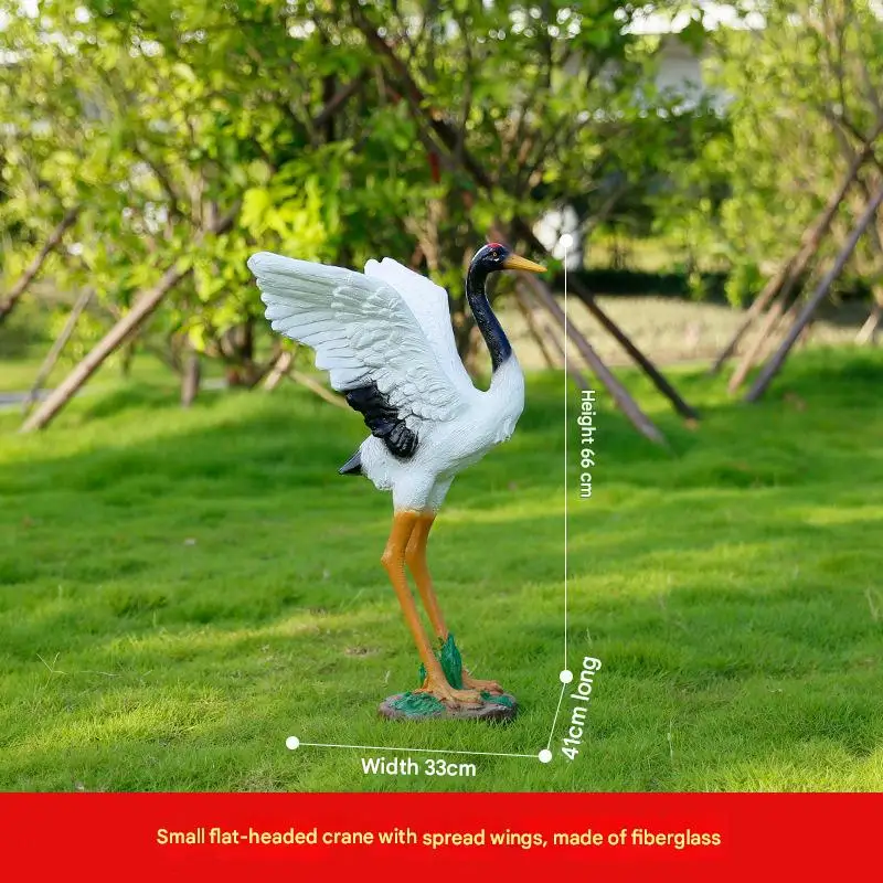 Life-Size Red-Crowned Crane Bird Sculpture Resin Garden Decoration for ...