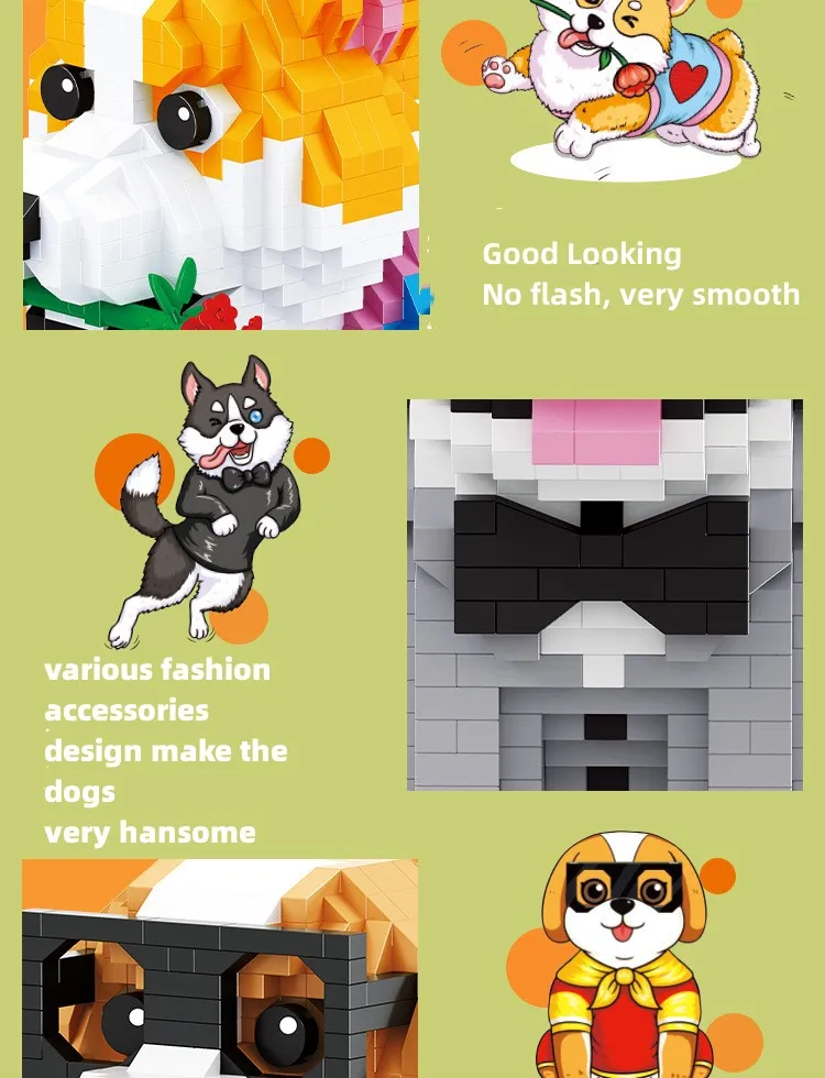 DIY Mini Cartoon Character Building Blocks - Pet Dogs