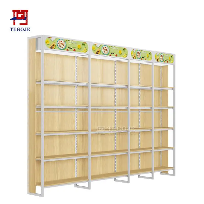 Chinese Supermarket Wooden Display Gondola Stand Custom Steel Floating ...