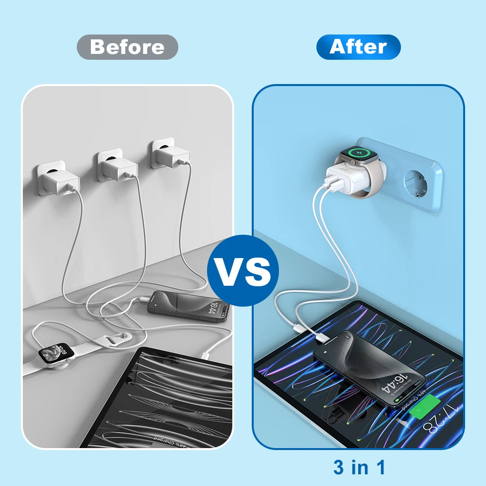 33w 30w Pd 3-in-1 Fast Charging Block Gan Charger With Magnetic ...