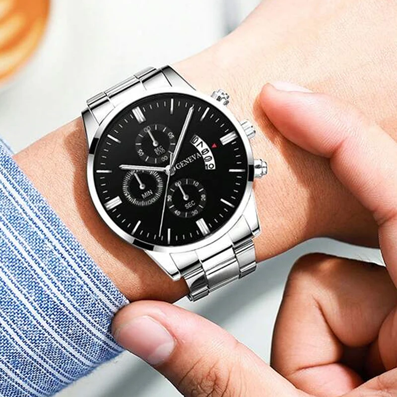 Luxury Men's Analog Quartz Wristwatch with Stainless Steel Bracelet ...