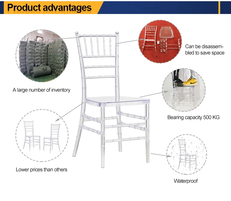 Wholesale Hotel Stackable Transparent Resin Chavari Chairs