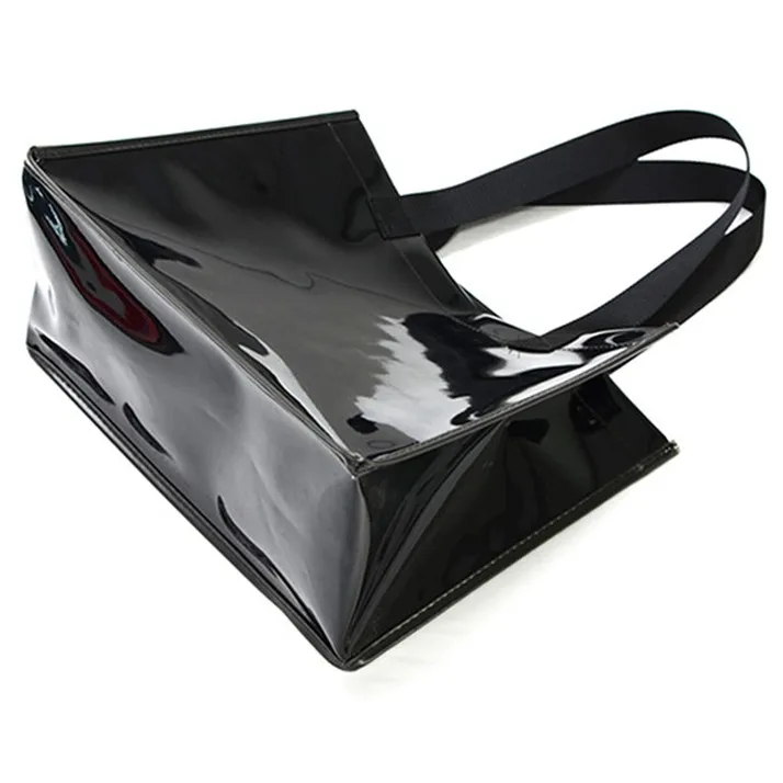 Shop Our Black Glossy PVC Tote Bag - Durable & Stylish
