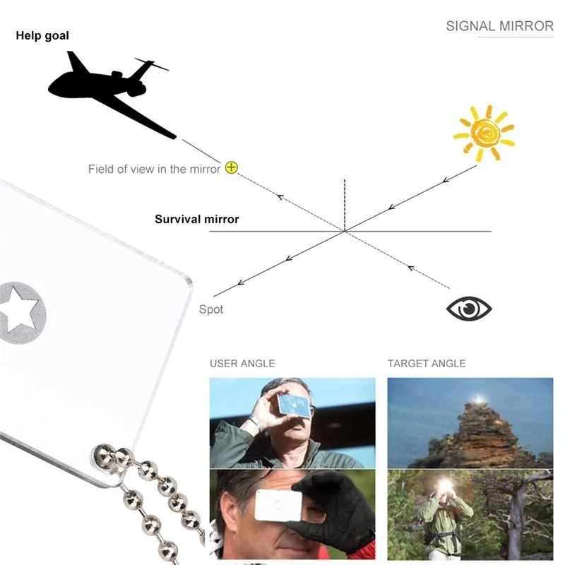 Portable Camping Daylight Signalling Mirror Survival Emergency Rescue ...
