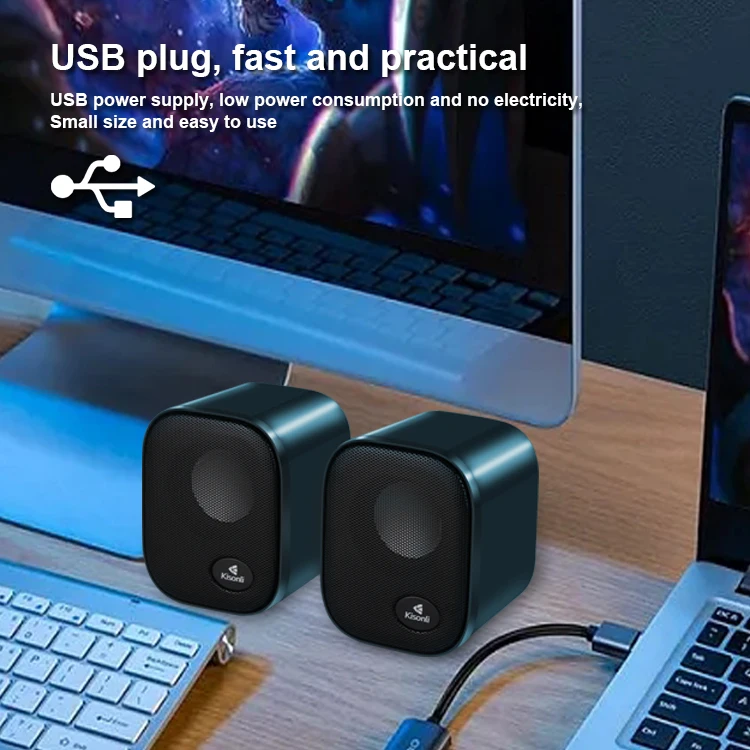 Kisonli KS-10 Real Sound 2-Inch USB Speakers for Computers, Laptops ...