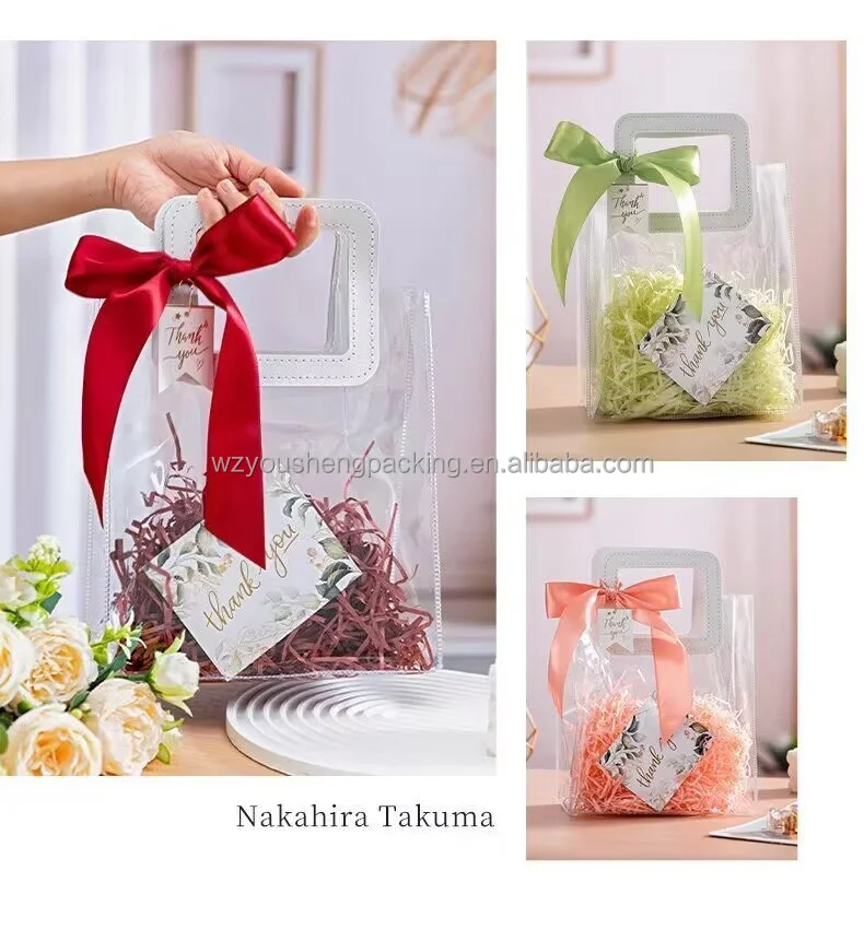 Ins Style Wholesale Clear Plastic Gift Bags With Leather Handle ...