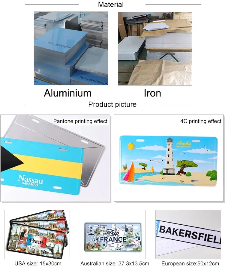 Vintage Metal Embossed Number Plates - Car Decor Souvenirs