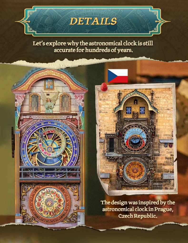 Tonecheer Double-Sided Clock Tower Book Nook - DIY Wooden Puzzle with ...
