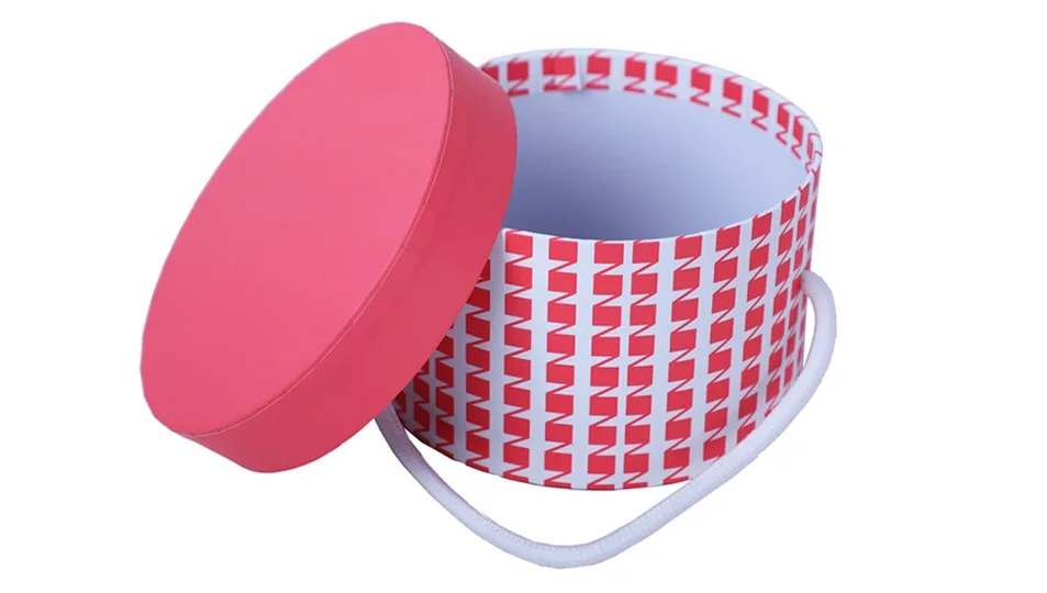 Logo Custom Round Hat Boxes With Handles Lids Baseball Cowboy Flower ...