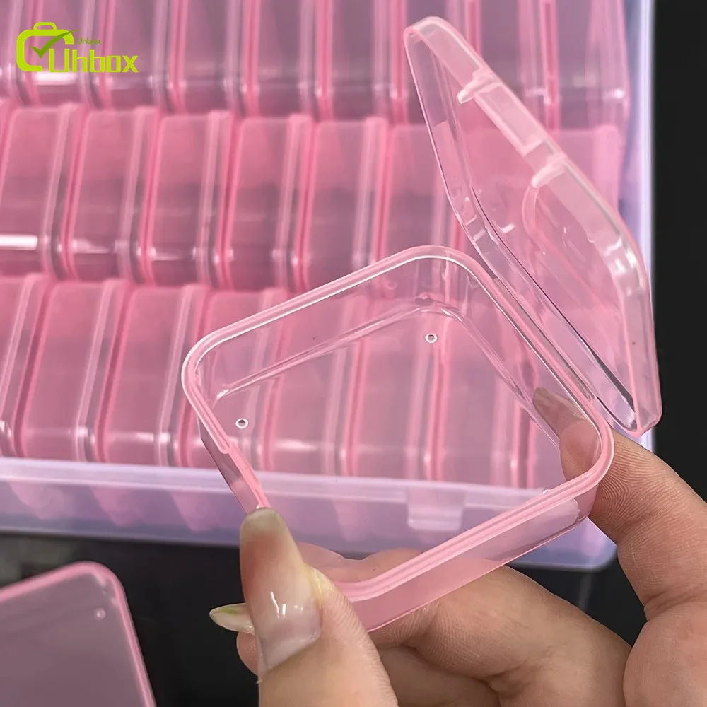 Clear Plastic 30 Grid Square Shape Organizer Modern Storage Box Jewelry ...