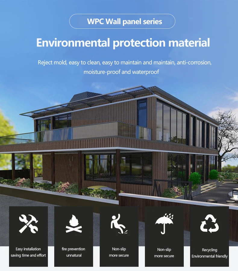 Wooden Grain Interior Wood Composite Cladding Pvc Wpc Fluted Decorative ...