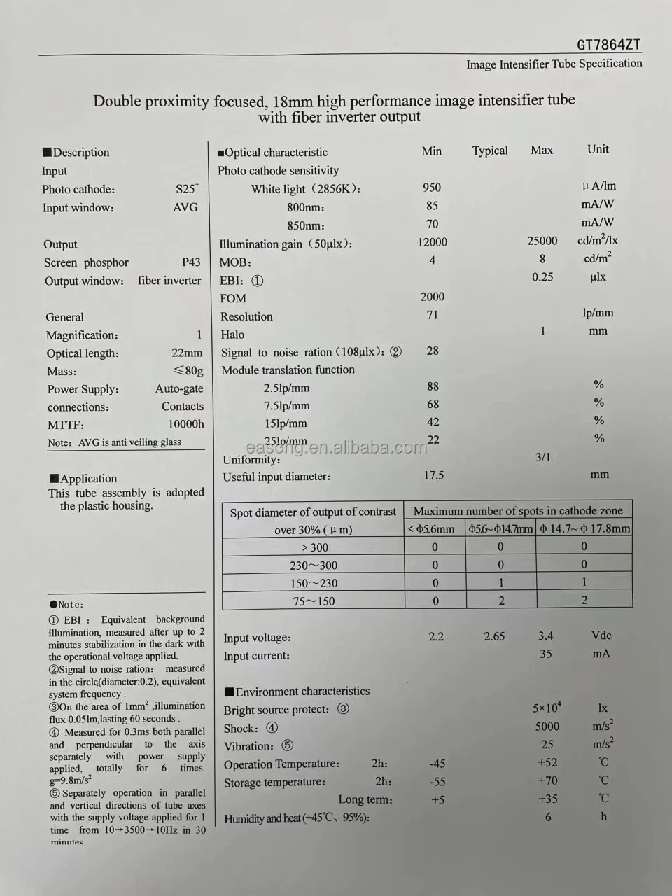 Nnvt Gtx864 Image Intensifier Tube Micro-light Tube Gen3+ Spot For ...