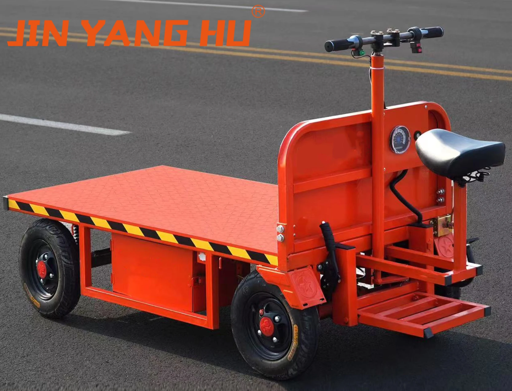 JIN YANG HU 500KG Electric Flatbed Trolley for Warehouse Use