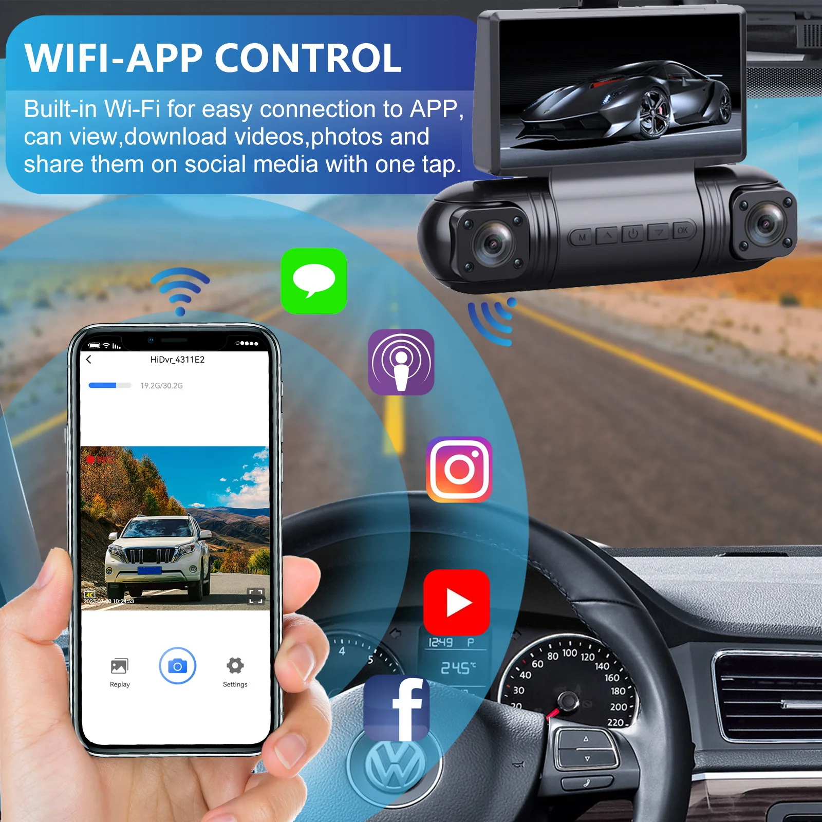 2K Motion Detection 4 Channel Car Camera Support IR Night Vision with G ...