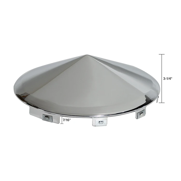 Ninetin Truxpro 8-5/8" Chrome Steel Front Center Hub Cap 7/16" Lip With ...