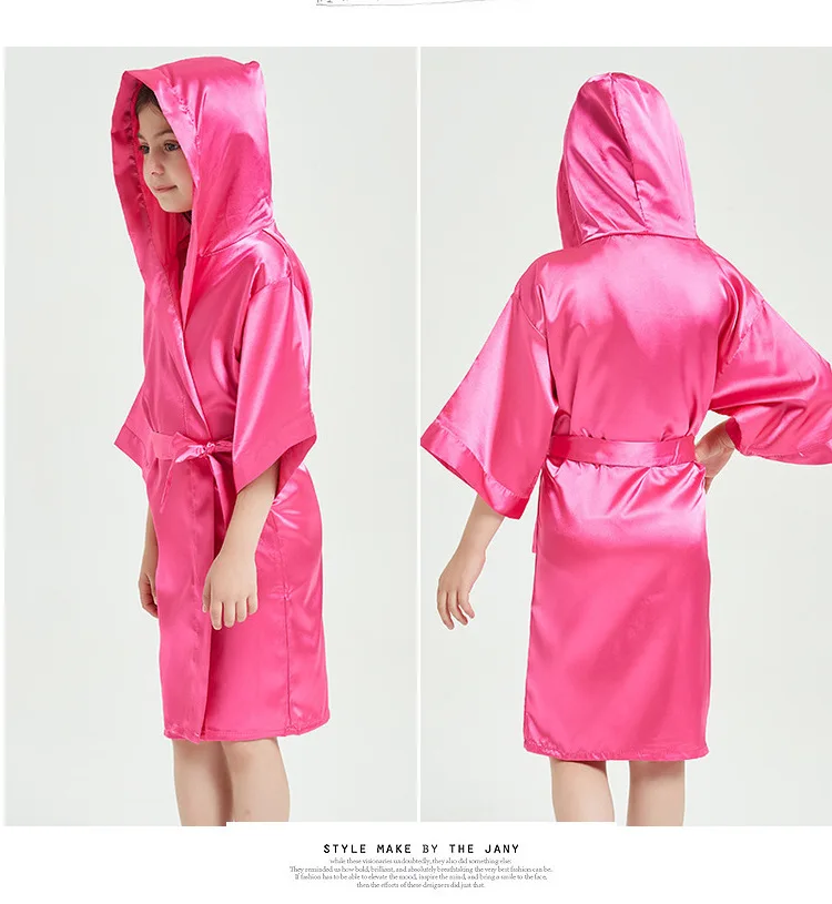 Girls Robe Silky Satin Kids Robes For Spa And Party Long Sleeve Silk ...