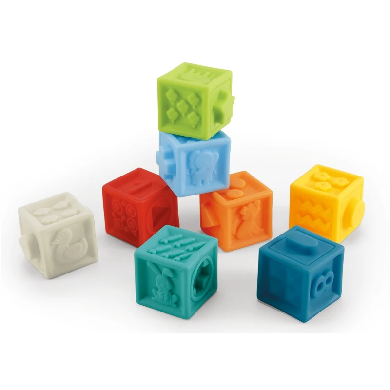 Huanger 3 in 1 Educational Soft Rubber Blocks for Babies