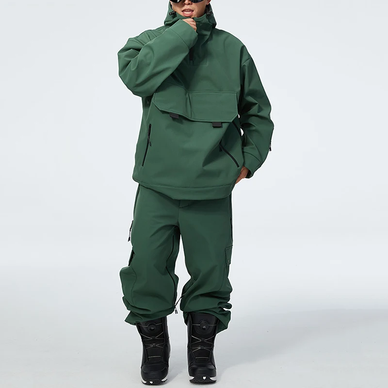 Custom Soft Shell Ski Suit 3l Single Board Windproof Pullover Ski Suit ...