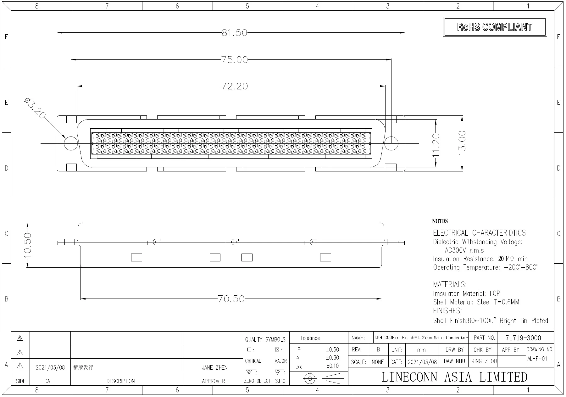 Kinkuo Lfh 200 Pin Connector Plug 200-circuits (71719-3000) 1.27mm ...