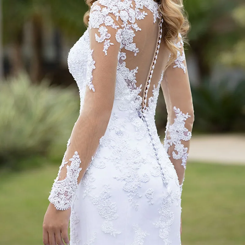 Vestido Sweep Train Gown Prom Lace Mermaid Wedding Dress