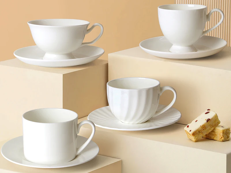 White Fine Bone China Tea Cup And Saucer Set Vintage European Style ...