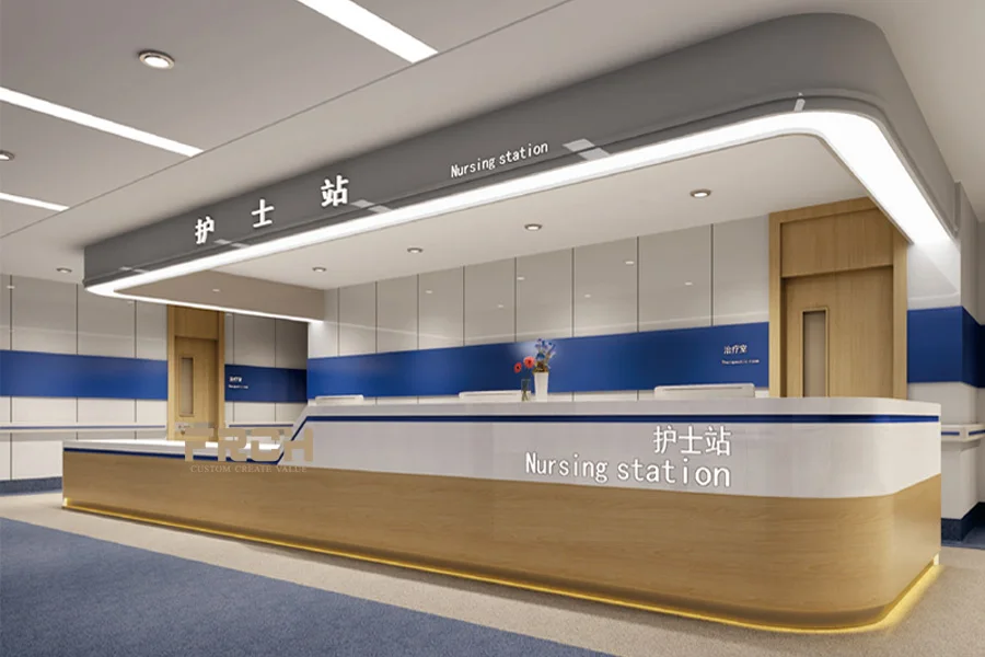 Custom Nurse Station Desk for Hospitals | Extendable Reception Counter ...