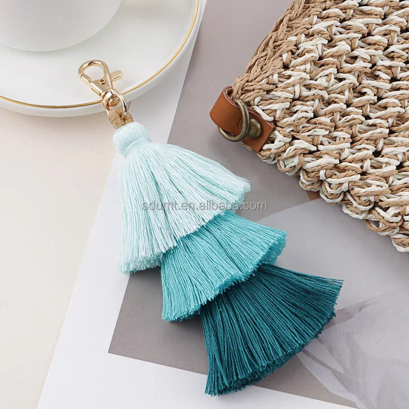 New Bohemian Tassel Key Chain Handmade Multi Layer Cotton Thread Tassel ...