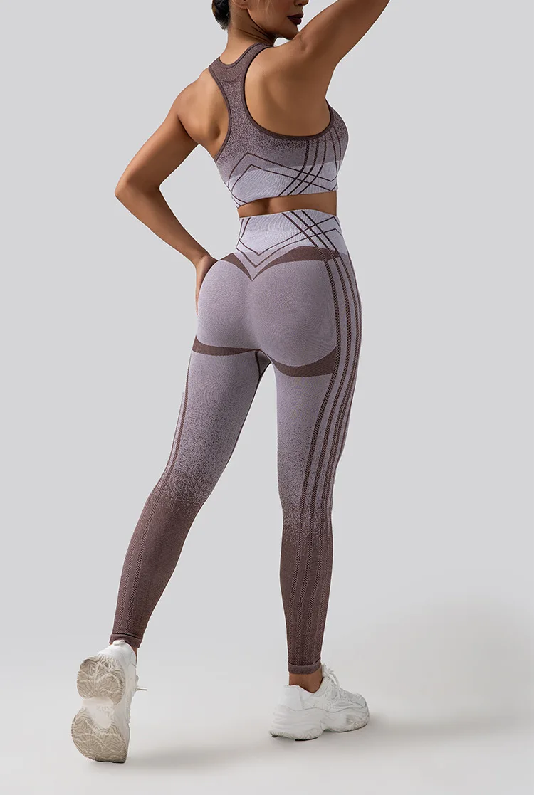 Custom Seamless 2pcs Activewear Outfits Women Workout Clothing Sports Bra Leggings Seamless Gym ...