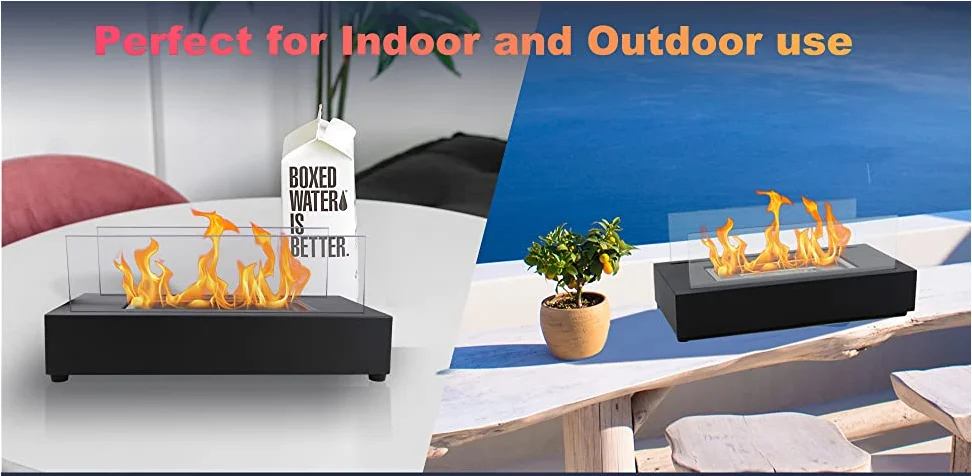 Tabletop Fire Pit Portable Alcohol Fireplace Bioethanol Ventless Table ...