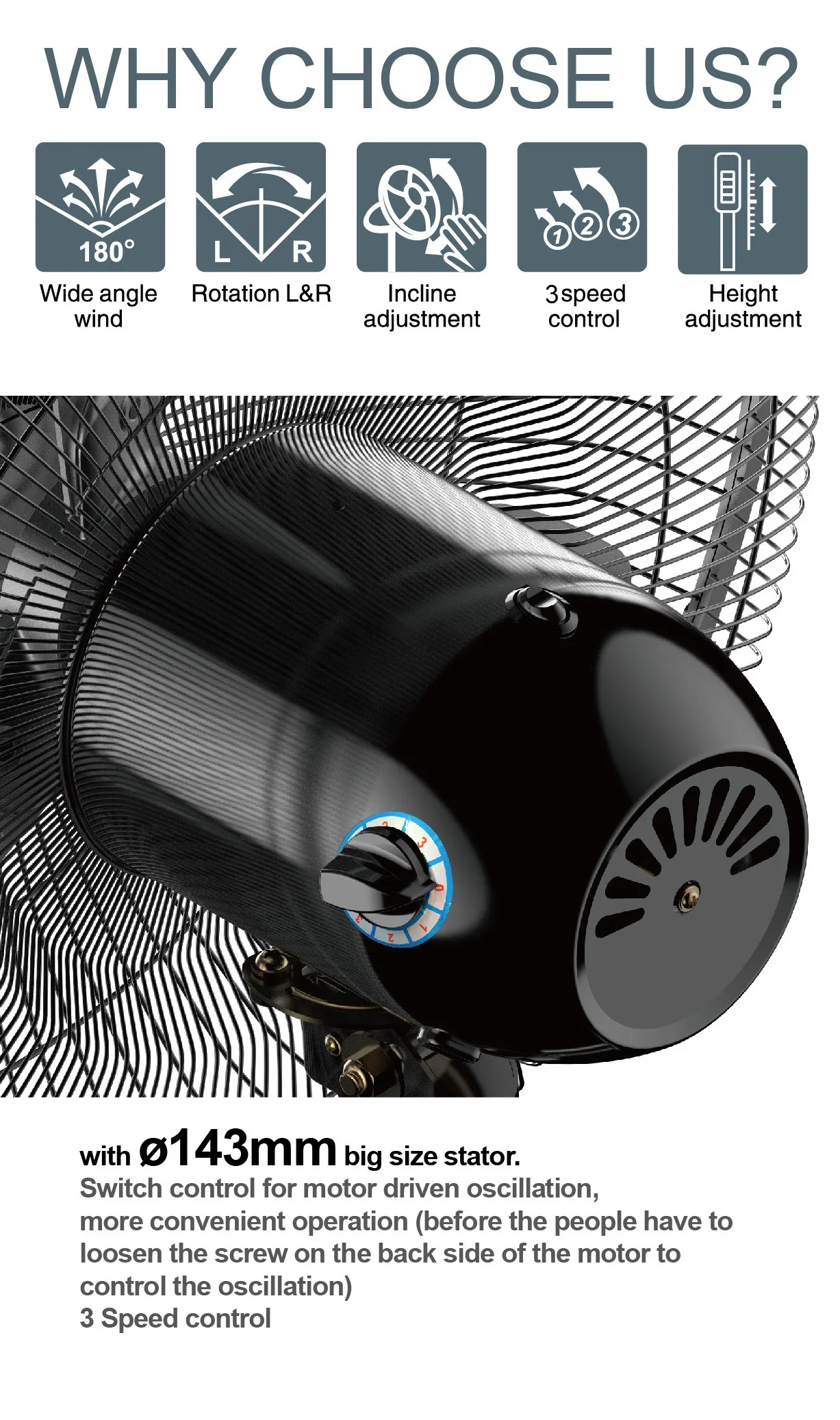 Great Quality 24 Inch Oscillating Industrial Wall Mounted Fan With ...