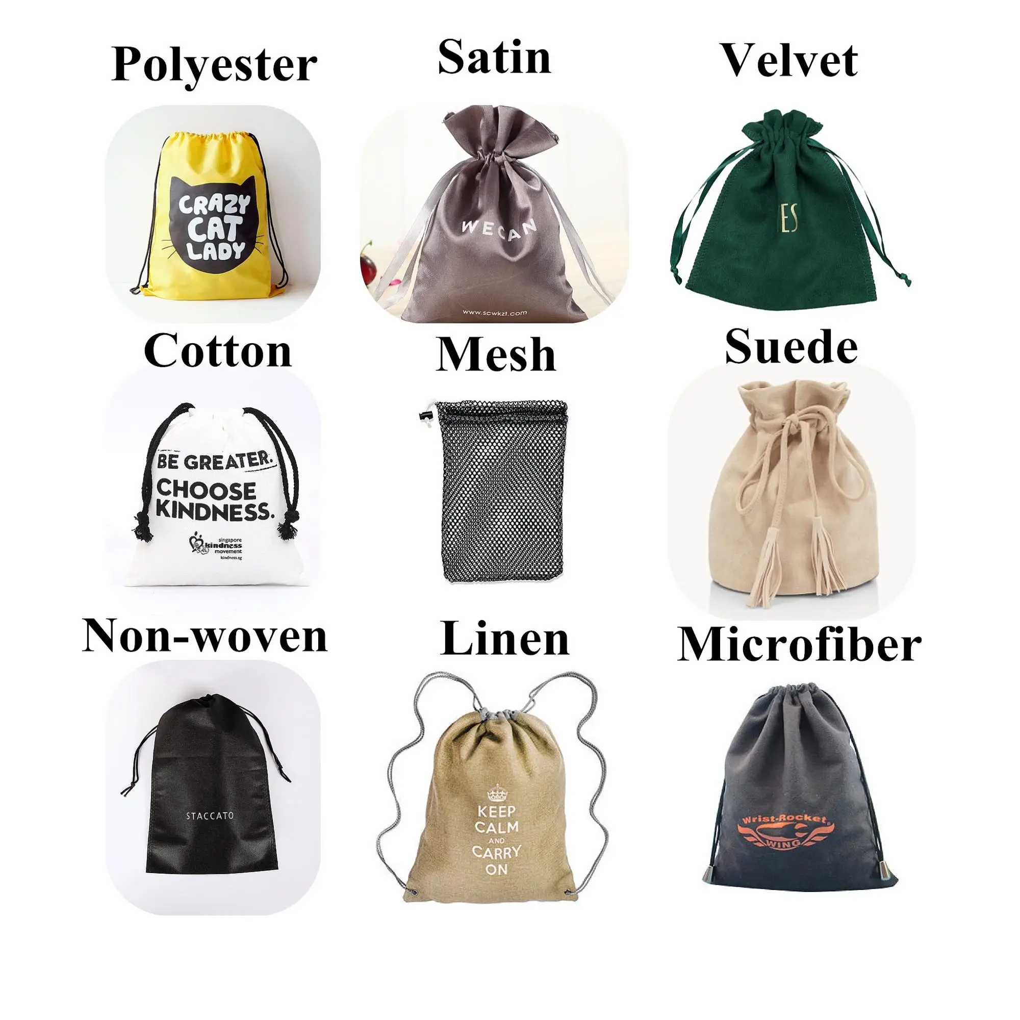 Custom Private Black Cotton Linen Canvas Drawstring Bag With White ...