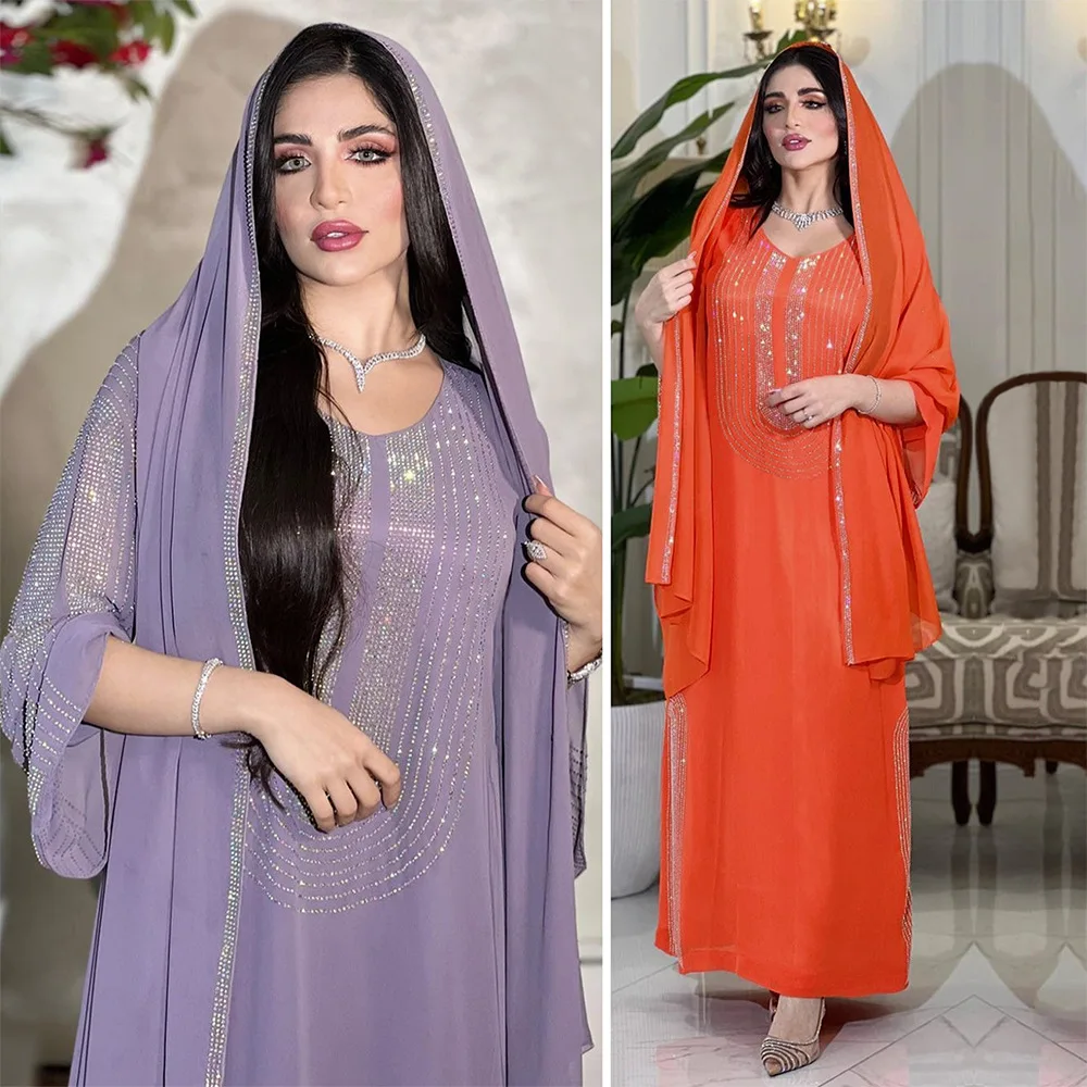 Z-27 Muslim National Dress Fashion Diamond Robe Home commuter Abaya ...