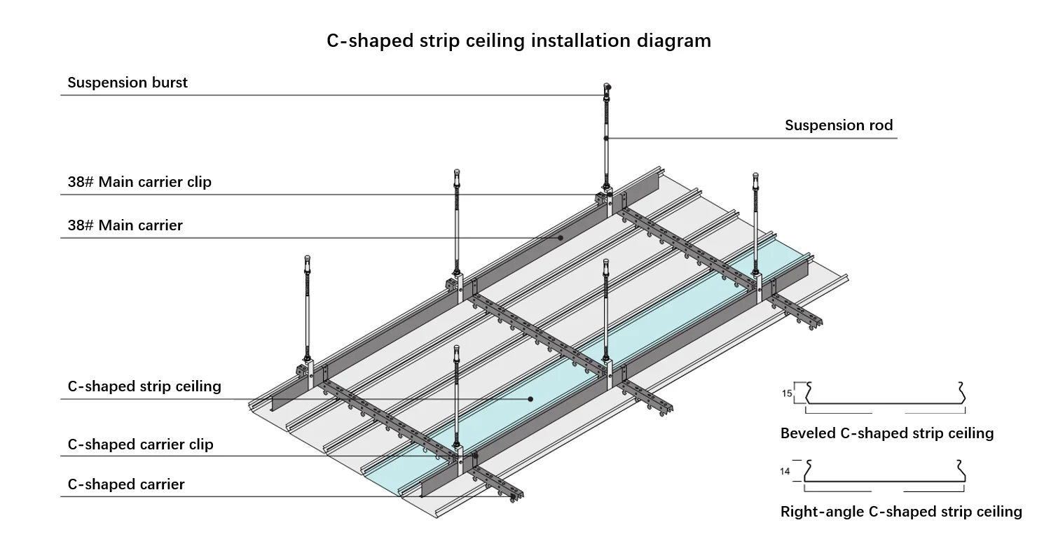 Indoor Decoration Suspended Metal Slat Ceiling Linear Stretch Ceiling ...